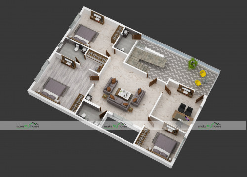 35*70 House plan, 2450 SqFt Floor Plan duplex Home Design- 7820