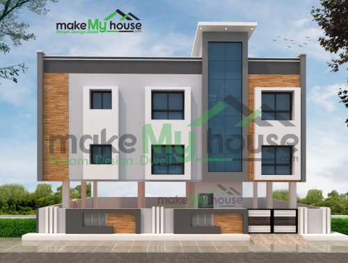 53*34 House plan, 1802 SqFt Floor Plan triplex Home Design- 8334