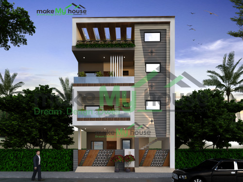 23*41 House plan, 943 SqFt Floor Plan triplex Home Design- 9011