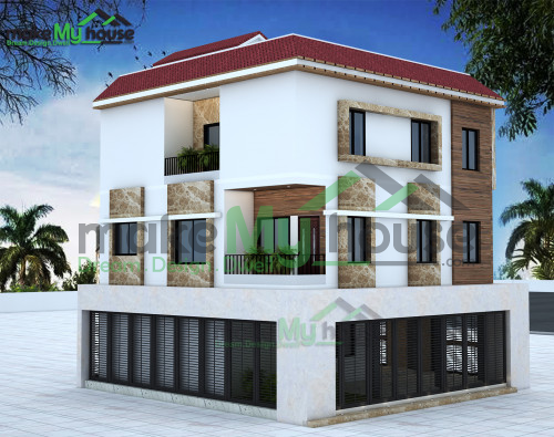 44*42 House plan, 1848 SqFt Floor Plan triplex Home Design- 9125