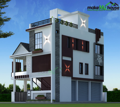 29*39 House plan, 1131 SqFt Floor Plan triplex Home Design- 9195
