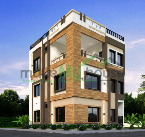 25*31 House plan, 775 SqFt Floor Plan triplex Home Design- 9551