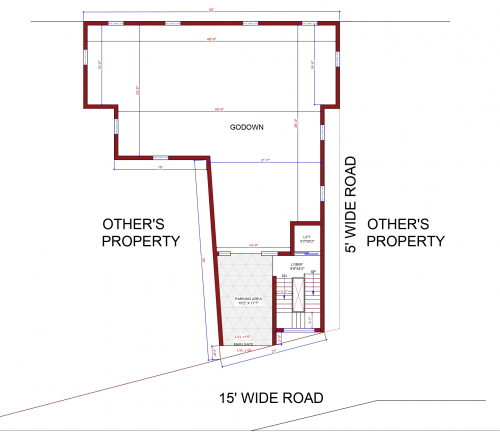 21*50 House plan, 1050 SqFt Floor Plan triplex Home Design- 9968