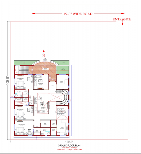 50*50 House plan, 2500 SqFt Floor Plan duplex Home Design- 10446