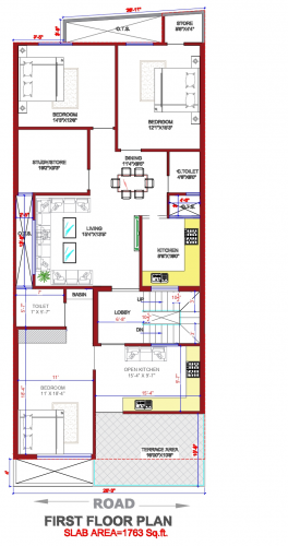 28*70 House plan, 1960 SqFt Floor Plan duplex Home Design- 10643