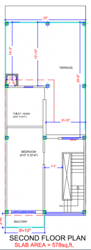 20*58 House plan, 1160 SqFt Floor Plan triplex Home Design- 11241