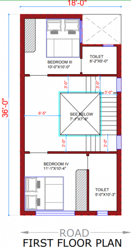 18*36 House plan, 648 SqFt Floor Plan duplex Home Design- 11255