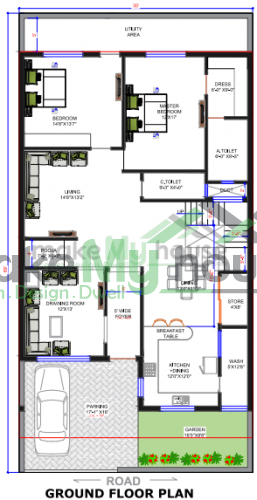 35*69 House plan, 2415 SqFt Floor Plan duplex Home Design- 11327