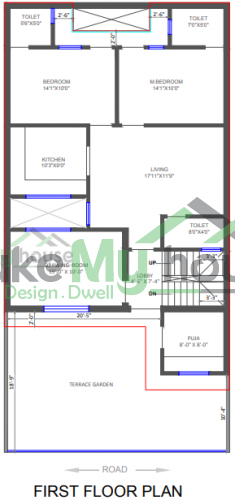 30*60 House plan, 1800 SqFt Floor Plan duplex Home Design- 11671