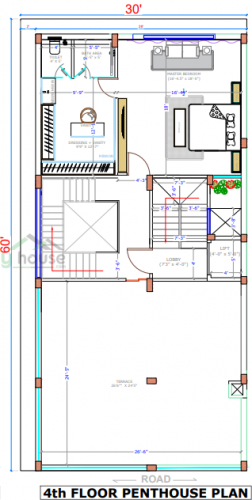 26*58 House plan, 1508 SqFt Floor Plan multistorey Home Design- 11700