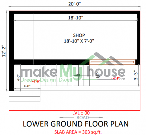 13*20 House plan, 260 SqFt Floor Plan triplex Home Design- 11896
