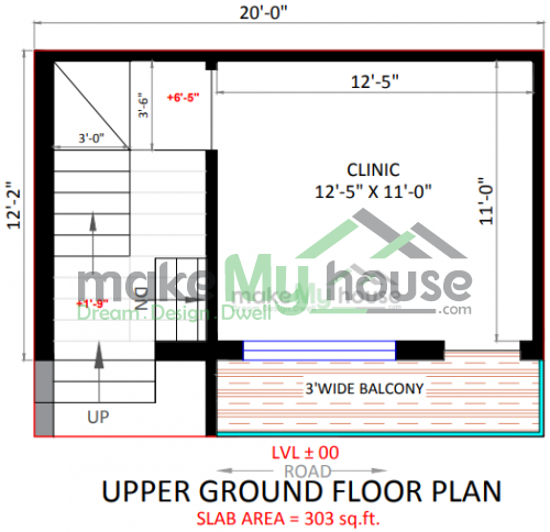 13*20 House plan, 260 SqFt Floor Plan triplex Home Design- 11896