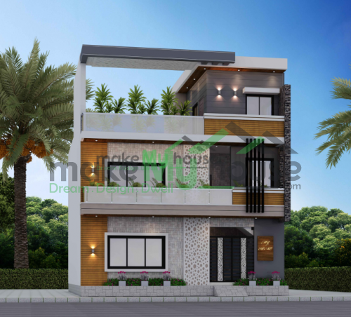 32*40 House plan, 1280 SqFt Floor Plan triplex Home Design- 12076