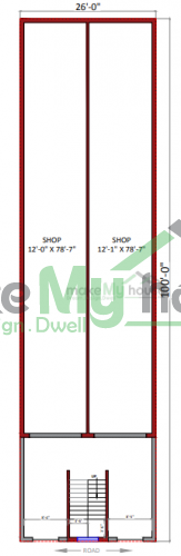 26*100 House plan, 2600 SqFt Floor Plan multistorey Home Design- 12078