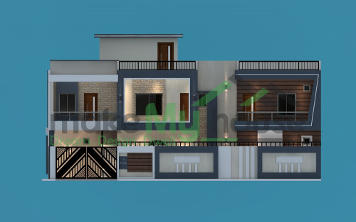 58*43 House plan, 2494 SqFt Floor Plan duplex Home Design- 12117