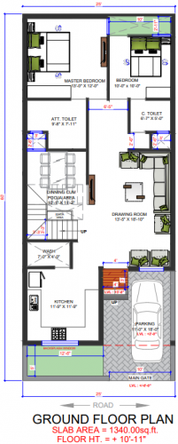 25*60 House plan, 1500 SqFt Floor Plan duplex Home Design- 12403