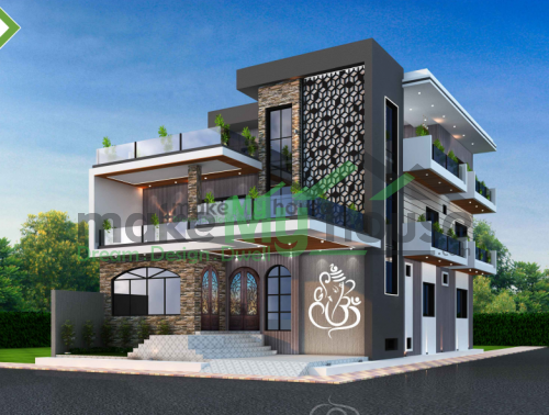 37*64 House plan, 2368 SqFt Floor Plan triplex Home Design- 12509