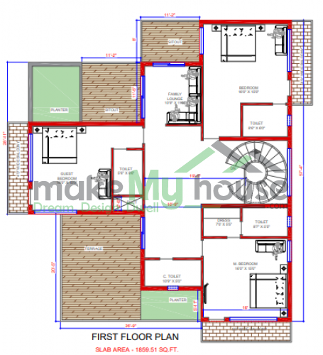 70*150 House plan, 10500 SqFt Floor Plan duplex Home Design- 12519