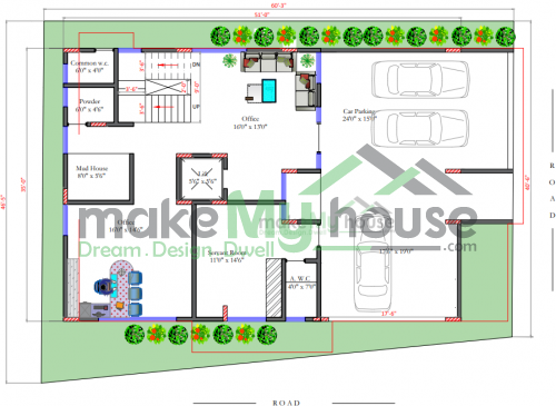 60*46 House plan, 2760 SqFt Floor Plan multistorey Home Design- 12535