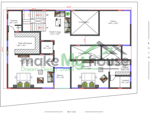60*46 House plan, 2760 SqFt Floor Plan multistorey Home Design- 12535