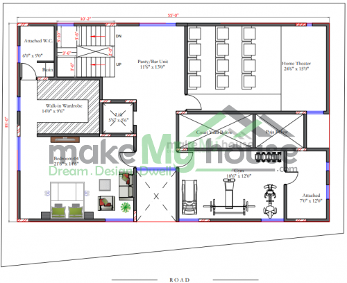 60*46 House plan, 2760 SqFt Floor Plan multistorey Home Design- 12535