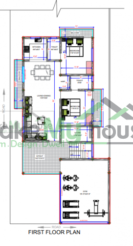 28*58 House plan, 1624 SqFt Floor Plan duplex Home Design- 12581