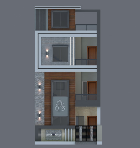 21*66 House plan, 1386 SqFt Floor Plan triplex Home Design- 12763