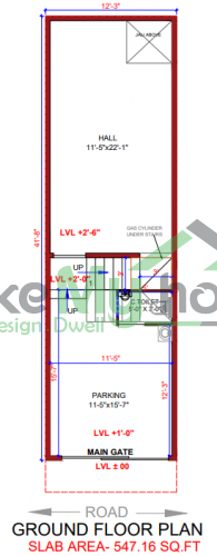 12*41 House plan, 492 SqFt Floor Plan multistorey Home Design- 9539