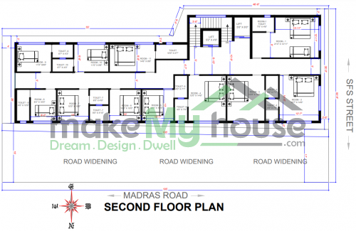105*56 House plan, 5880 SqFt Floor Plan triplex Home Design- 12964