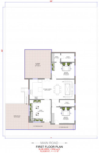 68*95 House plan, 6460 SqFt Floor Plan duplex Home Design- 13018