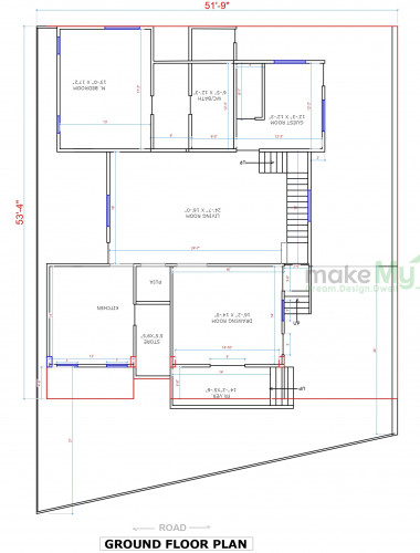 52*53 House plan, 2756 SqFt Floor Plan duplex Home Design- 13046