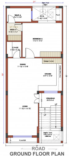 21*50 House plan, 1050 SqFt Floor Plan duplex Home Design- 11248