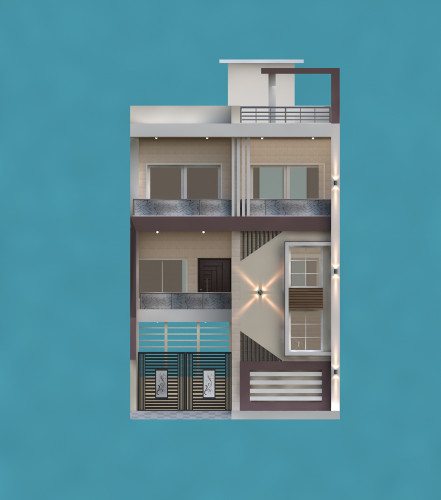 25*51 House plan, 1275 SqFt Floor Plan triplex Home Design- 11252