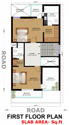 24*48 House plan, 1152 SqFt Floor Plan duplex Home Design- 13175