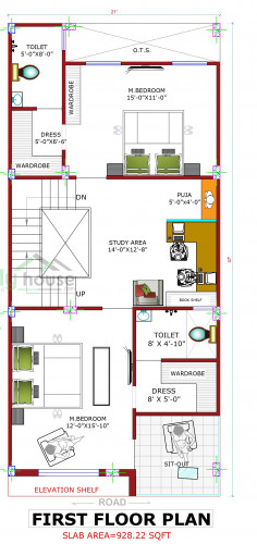 21*45 House plan, 945 SqFt Floor Plan duplex Home Design- 13218