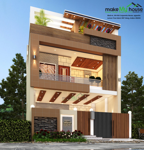 25*55 House plan, 1375 SqFt Floor Plan triplex Home Design- 13255