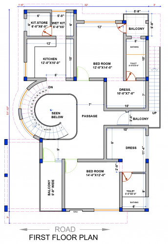 40*80 House plan, 3200 SqFt Floor Plan duplex Home Design- 12863