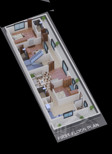 30*72 House plan, 2160 SqFt Floor Plan triplex Home Design- 11552