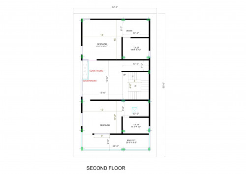 32*55 House plan, 1760 SqFt Floor Plan multistorey Home Design- 13600