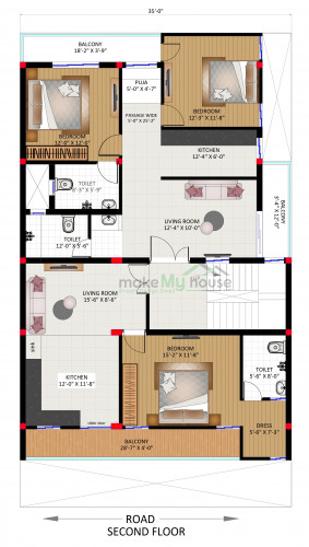 35*61 House plan, 2135 SqFt Floor Plan multistorey Home Design- 13613
