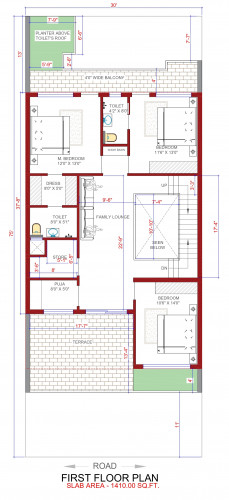 30*75 House plan, 2250 SqFt Floor Plan duplex Home Design- 13700