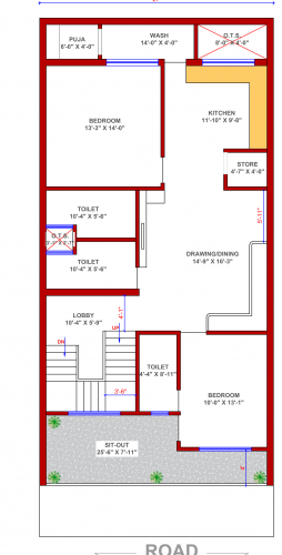 27*60 House plan, 1620 SqFt Floor Plan duplex Home Design- 3255