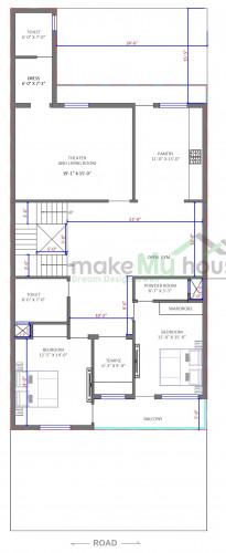 32*85 House plan, 2720 SqFt Floor Plan triplex Home Design- 12563