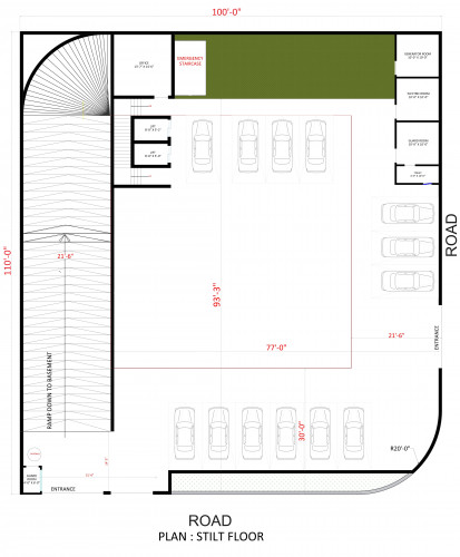 100*110 House plan, 11000 SqFt Floor Plan multistorey Home Design- 13853