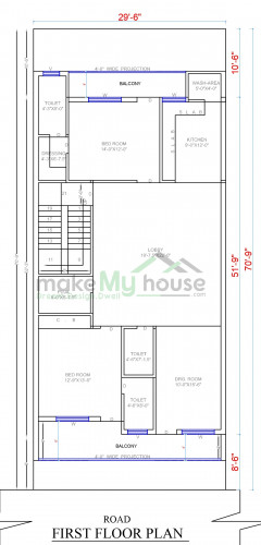 30*70 House plan, 2100 SqFt Floor Plan duplex Home Design- 13933