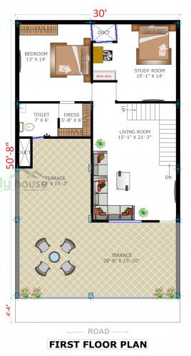 30x55 House plan, 1650 SqFt | 3 BHK House Design | 2 Storey Plan