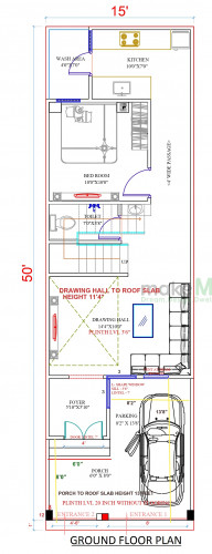15*50 House plan, 750 SqFt Floor Plan duplex Home Design- 14374
