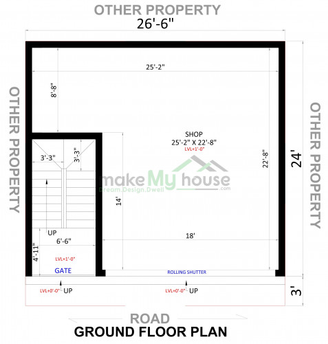26*27 House plan, 702 SqFt Floor Plan duplex Home Design- 14470