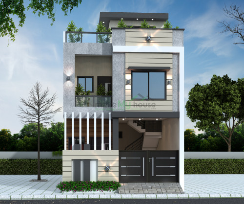 North Facing House Front Elevation Designs By Civil Engineer Manoj