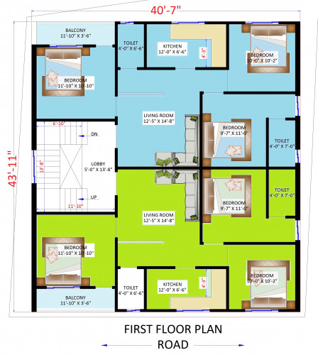 One Story 40x50 Floor Plan 40x50 House Plan, 2000 SqFt | 9 BHK House